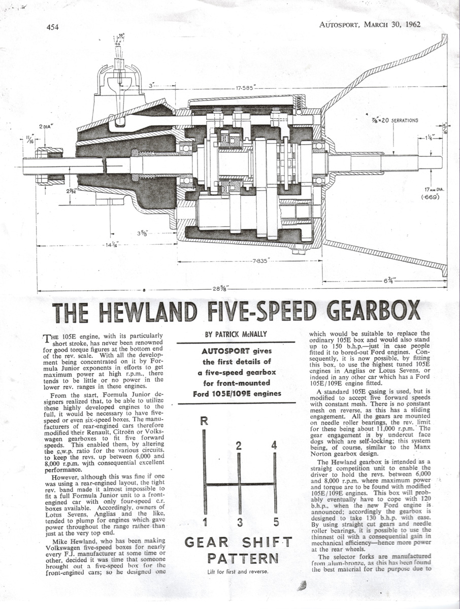 Hewland 5-speed Cortina Gearbox